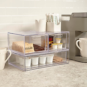 STORi Audrey Stackable Clear Plastic Organizer Drawer | 12-Inches Wide | Organize Eyeshadow Palettes, Cosmetics, and Beauty Supplies on a Vanity | Made in USA