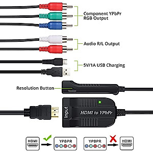 LiNKFOR 1080P HDMI to Component Converter Scaler, HDMI Input to YPbPr Convert HDMI to Component, Only HDMI to Component Converter for HDTV Box PC PS3 Roku Blu-Ray DVD (NOT Component to HDMI)