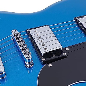 Leo Jaymz 39 Inch Double Cut Solid Body Electric Guitar - Poplar Wood Body，Maple Neck and Composite Ebony Fretboard (DC Navy Blue)