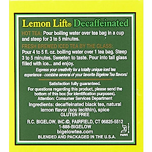 Bigelow Lemon Lift Decaffeinated Black Tea 20 ea