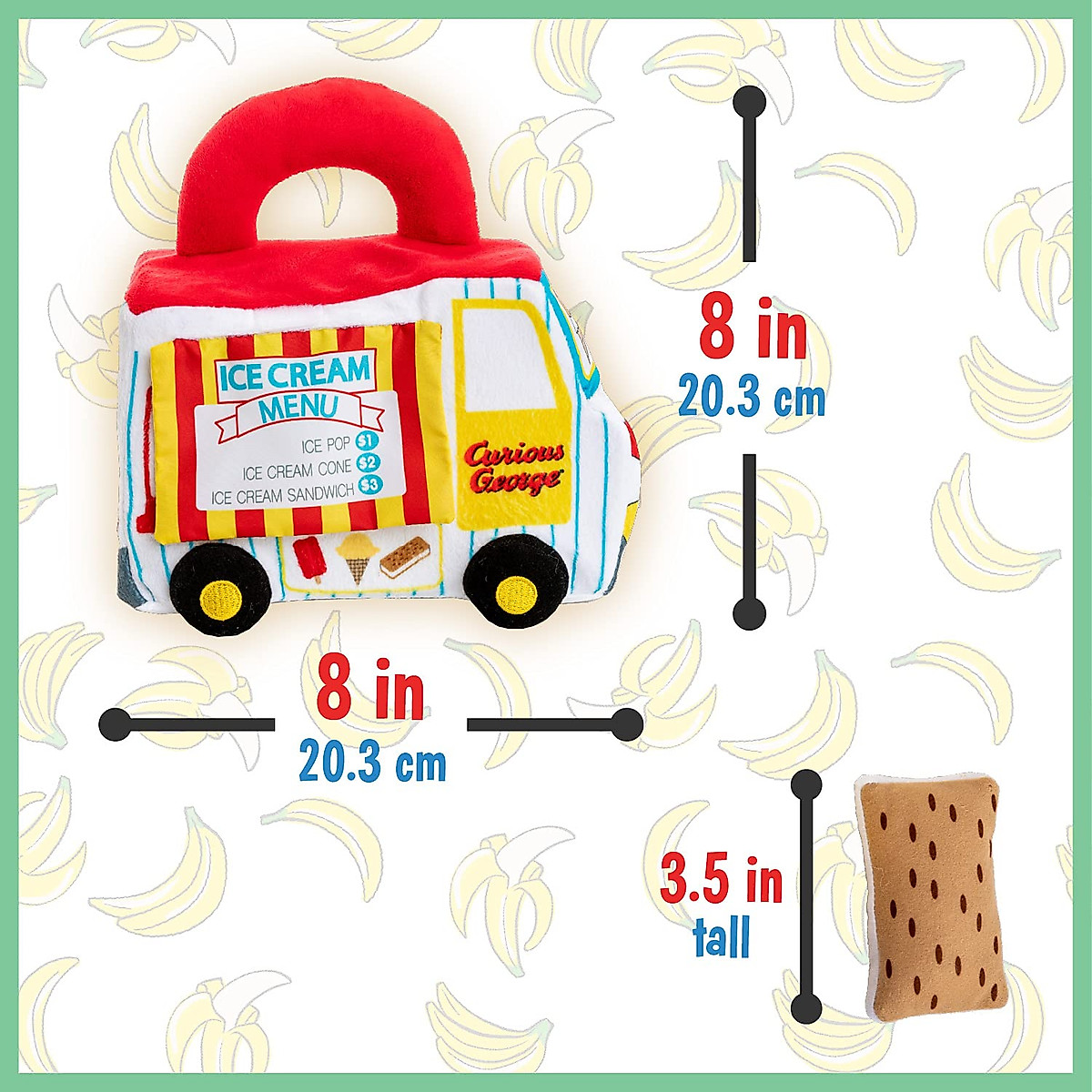 KIDS PREFERRED Curious George Ice Cream Truck Playset with Music and Plush Toys
