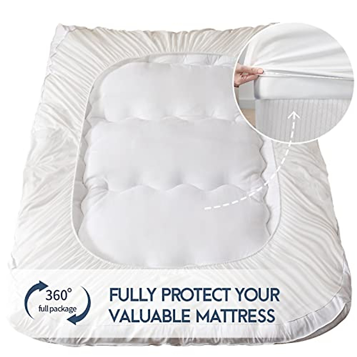 MAXYOYO Extra Thick Mattress Topper King Size, Pillow Top Bed Pad Cover with 8-21” Deep Pocket, 5 Layer Structure Ultra Soft and Medium Support