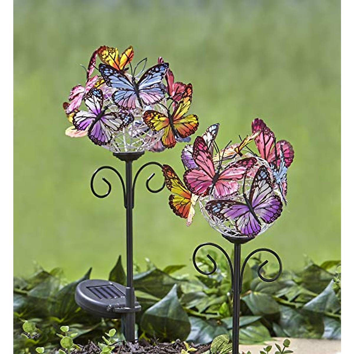 Solar Garden Decorative Light Outdoor - [2 Pack] Butterfly Decor Waterproof LED Stake Light for Garden, Lawn, Patio or Courtyard Decorations (Warm White)
