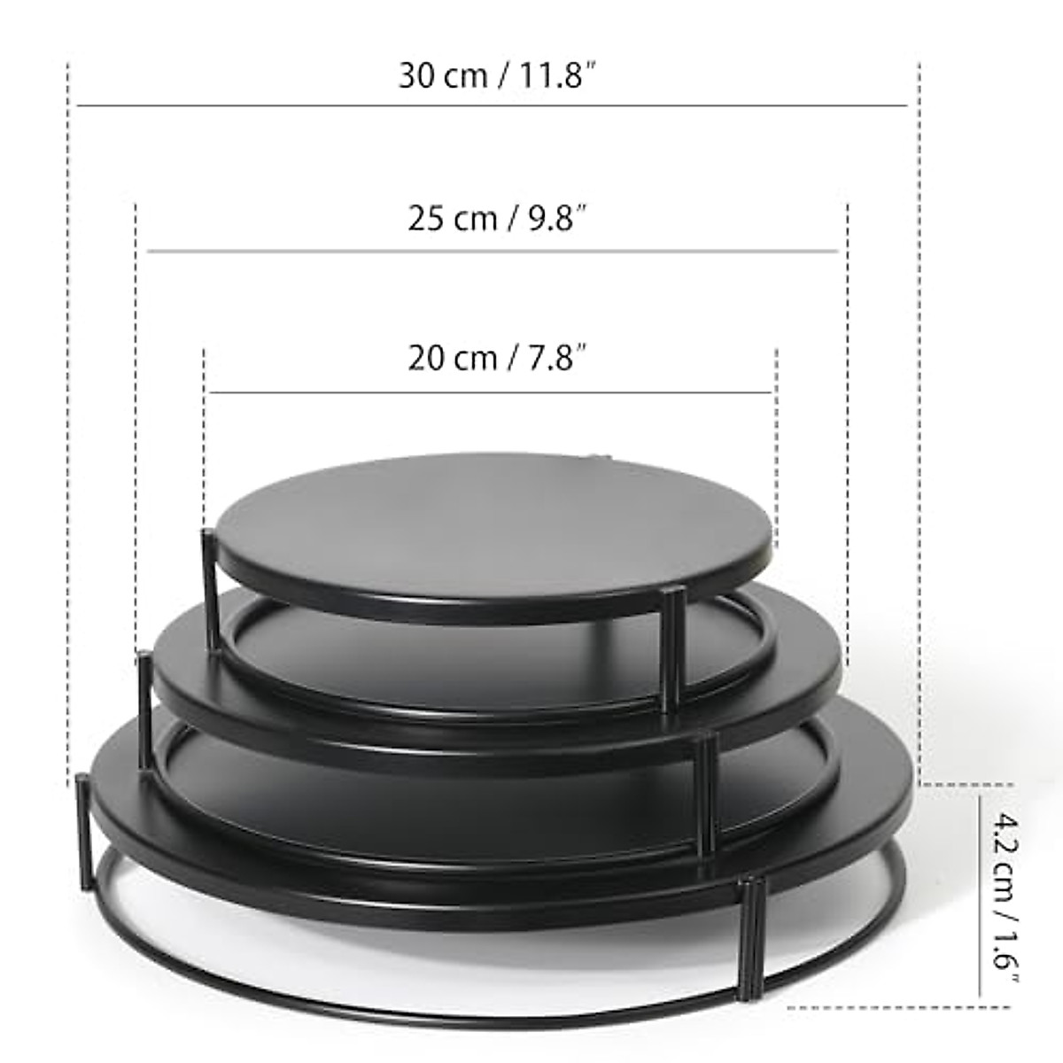 saiguomi 3Pcs Cake Stand, Black Round Metal Cake Stands 8/10/12Inch Dessert Display Stand Cupcake Stand Candy Display Plate for Dessert Table Wedding Event Birthday Anniversary Party