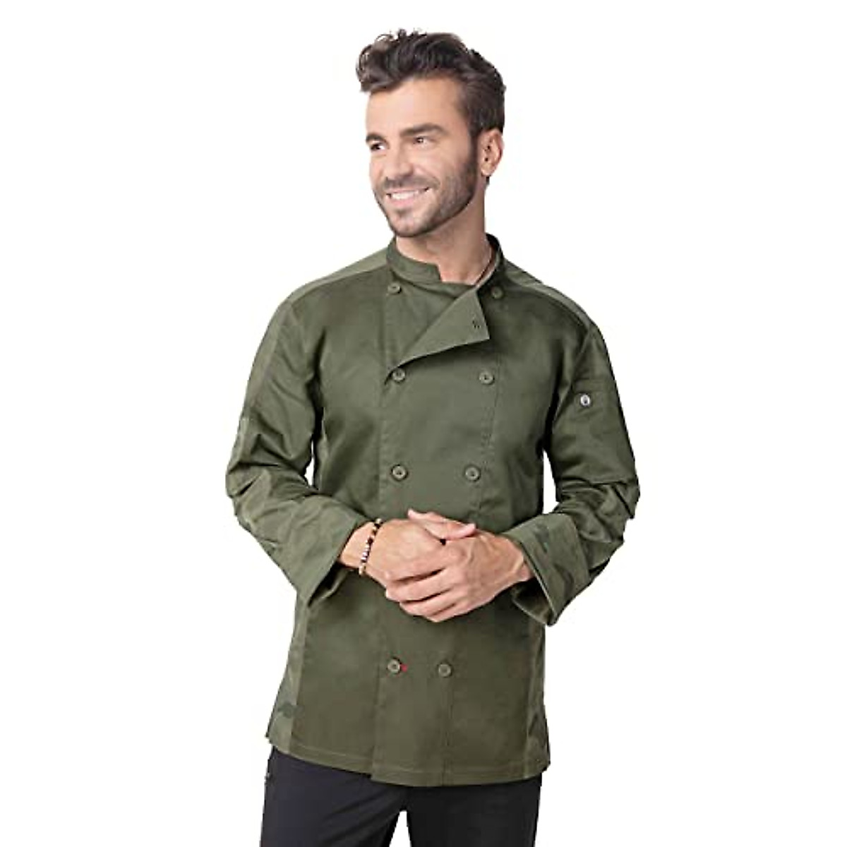 Chef Works Men's Mojave Chef Coat, Olive, Medium