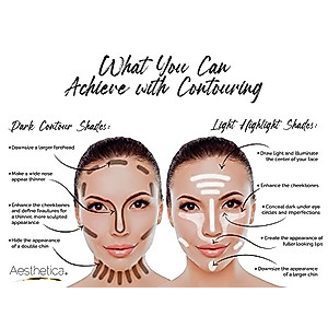Aesthetica Cosmetics Cream Contour and Highlighting Makeup Kit - Contouring Foundation / Concealer Palette - Vegan & Cruelty Free - Step-by-Step Instructions Included