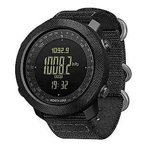NORTH EDGE Apache Tactical Watches - Digital Outdoor Sports Survival Military Watches for Men, Compass, Rock Solid, Durable Nylon Band, Steps Tracker, Pedometer Calories
