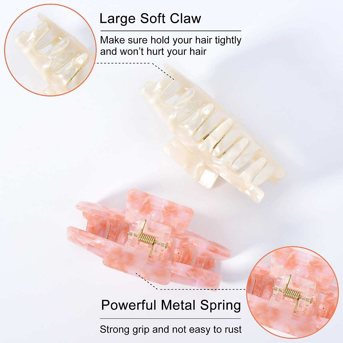 Big Claw Tortoise Banana Pink French Celluloid Leopard Print Clips for Women's & Girls' Thick and Thin Hair - 3.3 Inch, Strong Hold, 2 Color Options (2 Packs)