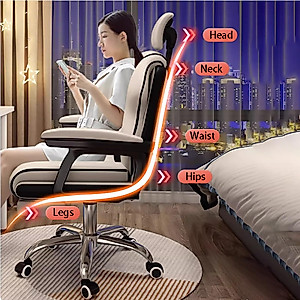 Ergonomic Office Chair, Executive Office Chair Comfortable Foot Pedal PU Leather Ergonomic Computer Office Home Study Height Adjustable Swivel Chair (Color : White, Size : Foot Pedal)