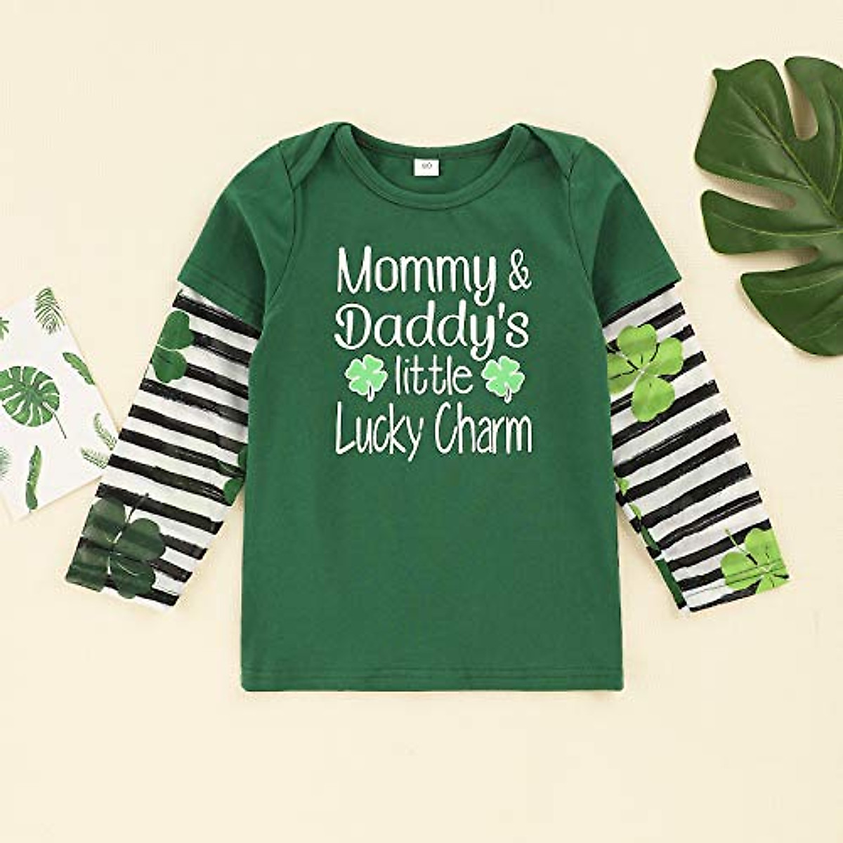 St. Patrick's Day Toddler Boys Girls Clothes Clover Tattoo T-Shirt Mommy and Daddy’s Lucky Charm Shirt Fashion Tees Tops(18-24 Months)