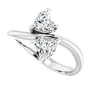 10K Solid White Gold Handmade Engagement Ring 2 CT Heart Cut Moissanite Diamond Solitaire Wedding/Bridal Rings Set for Women/Her Propose Ring (8.5)