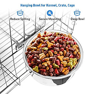 Kennel Water Bowl, 2 Packs No Spill Hanging Cage Crate Bowl for Cat, Small Dog Feeder -2 Cups / 1 Pint