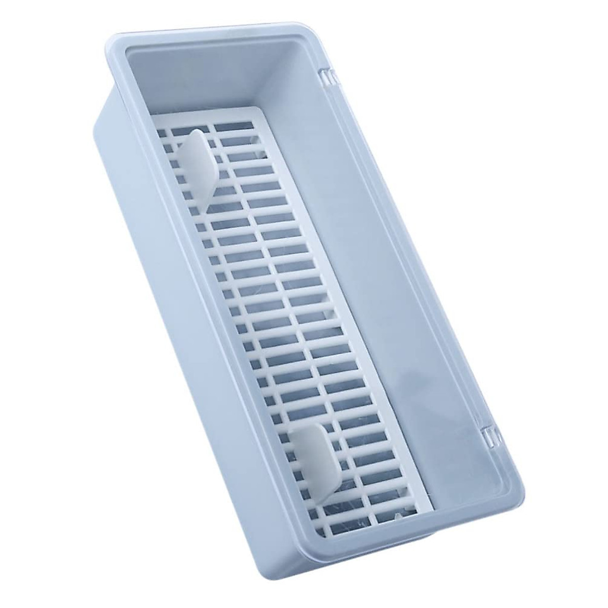 Cabilock Organizer Storage Rack Flatware Tray with Lid Kitchen Chopsticks Drain Box Fork Storage Case Container Kitchen Silverware Chopsticks Drainage Box (Blue) Cooking Utensil Sink