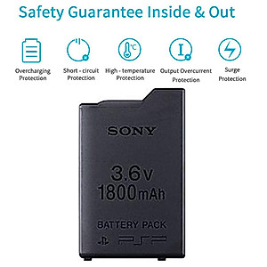TFSeven High Capacity Replacement Sony PSP-110 Battery + AC Adapter 5V 2A Wall Travel Power Supply + Back Door Battery Cover Compatible For PSP 1000 1001 Series Accessories Kit Bundle