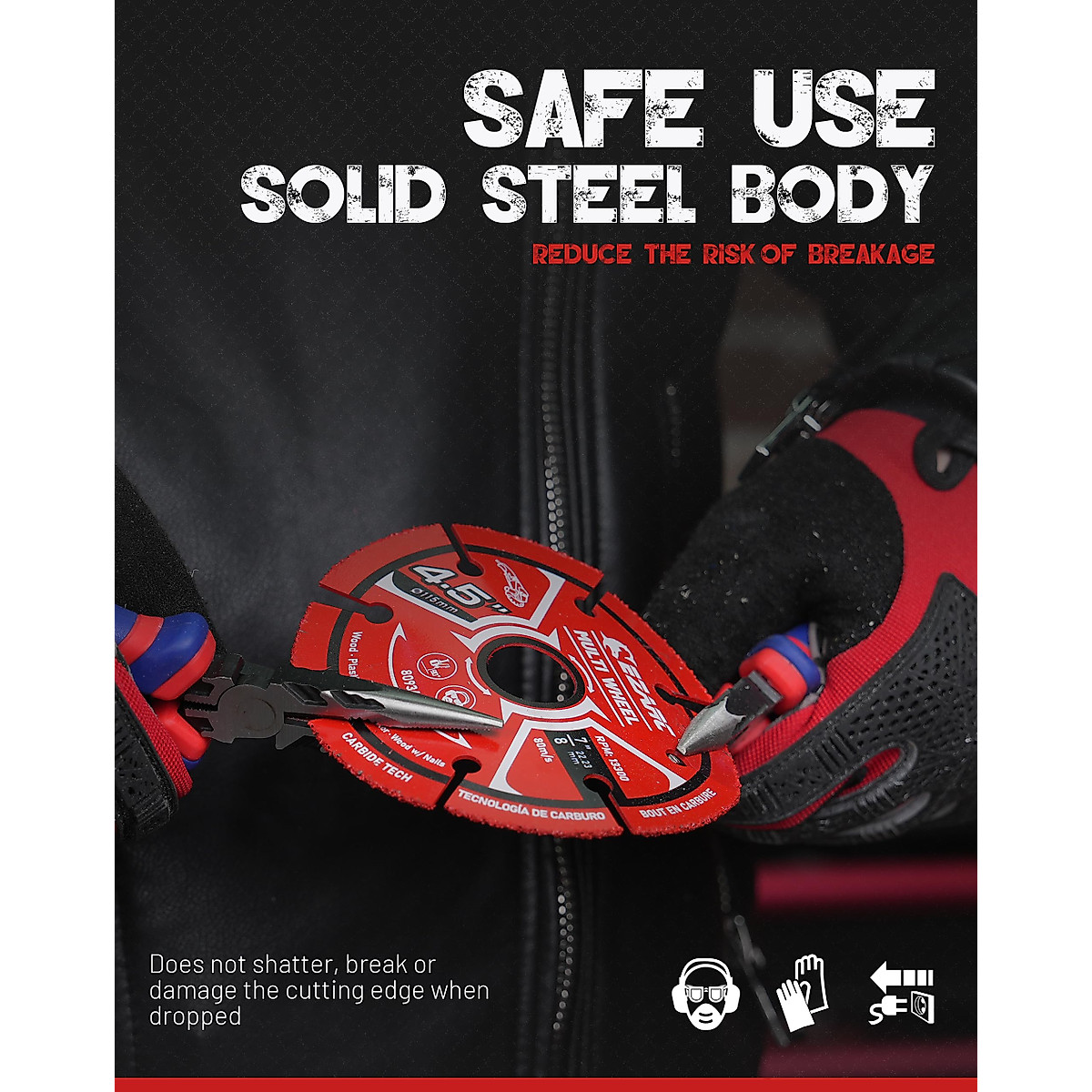 EZARC 3 Inch Cut Off Wheels, Carbide Cutting Disc, Angle Grinder Cutting Wheel for Wood, Wood with Nails, Laminate, Plastic, Plaster, 2 Pack