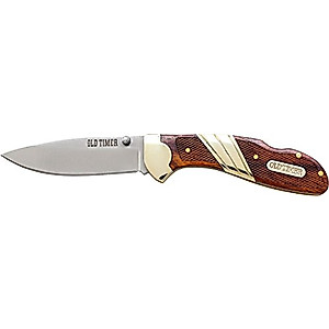 Old Timer 31OT Medium Lockback 6.5in High Carbon S.S. Folding Pocket Knife with 2.9in Drop Point Blade and Wood Handle for Hunting, Whittling, Carving, Camping, EDC, and Outdoors