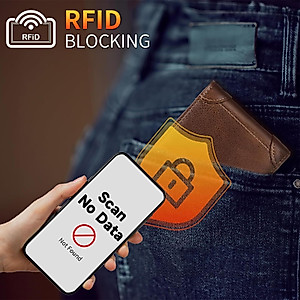 Swallowmall Mens Wallets Genuine Leather RFID Blocking Bifold Wallet For Men with Removable Card Holder 2 ID Window 10 Card Holders