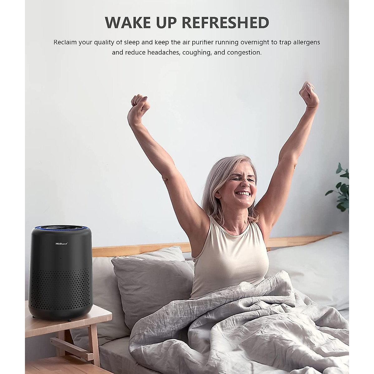 HEPA Air Purifiers for Home with UV Light, WeGuard AP-T10 H13 True HEPA Filter Removes Hair, Dander, Dust, Bacteria, Viruses, Smoke, Mold, Pollen, Allergens, Odor, Quiet Mode, Ozone Free