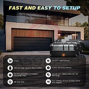 3 x 893LM 953ESTD LiftMaster Chamberlain Garage Door Opener Remote(Yellow Learn Button Security+ 2.0 myQ) 3-Year-Warranty Long-Lasting Lithium Battery Ultra-Long Range