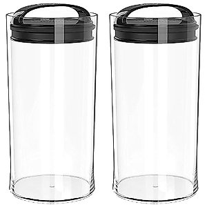 Prepara Evak Fresh Saver, 4 Quart Airless Canister with Black handle, Clear (Pack of 2)