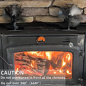 CWLAKON Wood Stove Fan Heat Powered - Upgrade Designed Silent Operation 4 Blades with Stove Thermometer, Fireplace Fan for Gas/Pellet/Wood Burning Stove-Eco Friendly and Efficient Heat Distribution