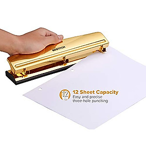Bostitch 3 Hole Punch, 12 Sheets