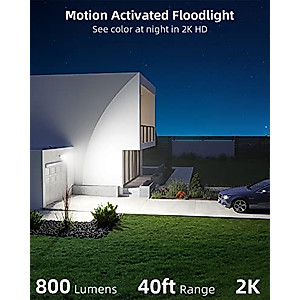 MUBVIEW Solar Security Cameras Wireless Outdoor Floodlight, 2K Outdoor Camera Wireless, Home Security Camera Outdoor, 800 Lumens Light/Siren/14000 Battery/2.4G WiFi/2-Way Talk/IP67/SD/Cloud