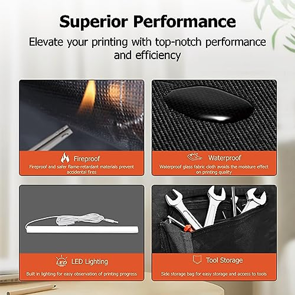 3D Printer Enclosure with LED Lighting, Fireproof Dustproof Tent Constant Temperature Protective Cover for Creality Ender 3/Ender 3 Pro/Ender 3V2/Ender 3S1/Neo/Anycubic Elegoo, Medium