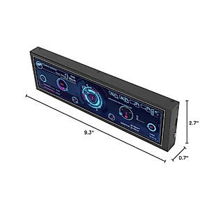 Heayzoki 8.8 Inch Display 1920x480 CPU GPU SSD Data Temperature Monitor Chassis Sub Screen, Micro USB Mini Data Monitor for RPi for