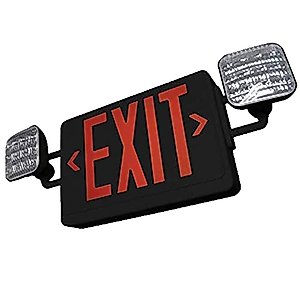 Ciata Emergency LED Exit Sign Combo with 90-Minute Battery Backup and Adjustable Ultra-Bright LED Lamps (Black)
