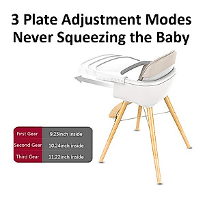 Foho Baby High Chair, Perfect 3 in 1 Convertible Wooden High Chair with Cushion, Removable Tray, and Adjustable Legs for Baby & Toddler (Beige)