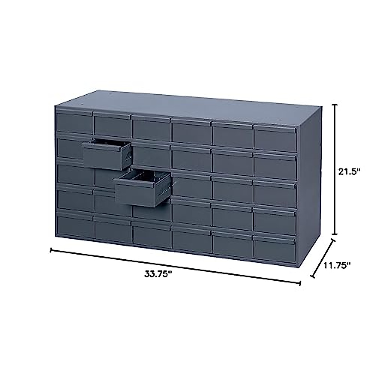 Durham 034-95 Gray Cold Rolled Steel Storage Cabinet, 33-3/4" Width x 21-1/2" Height x 11-3/4" Depth, 30 Drawer