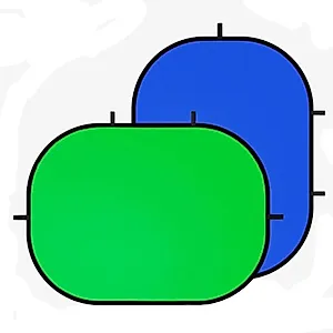 FOTOCREAT 5X 6.5ft Portable Green Screen Backdrop Double-Sided 2-in-1 Blue Screen Pop Up Chromakey Backdrops Collapsible and Reversible Background for Photography,Live Streaming,5’×6.6’/1.5×2m