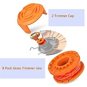 Trimmer Spool Line for Worx，Edger Spool Compatible with Worx trimmer spools Weed Eater String,Trimmer Line Refills 0.065 inch for Electric String Trimmers，Weed Wacker Spool Replacement Parts