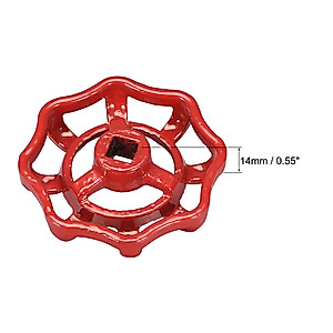 uxcell Metal Outside Faucet Round Wheel Handle, Square Broach 6x6mm, Wheel OD 51mm Paint Cast Steel for Garden Red 6Pcs