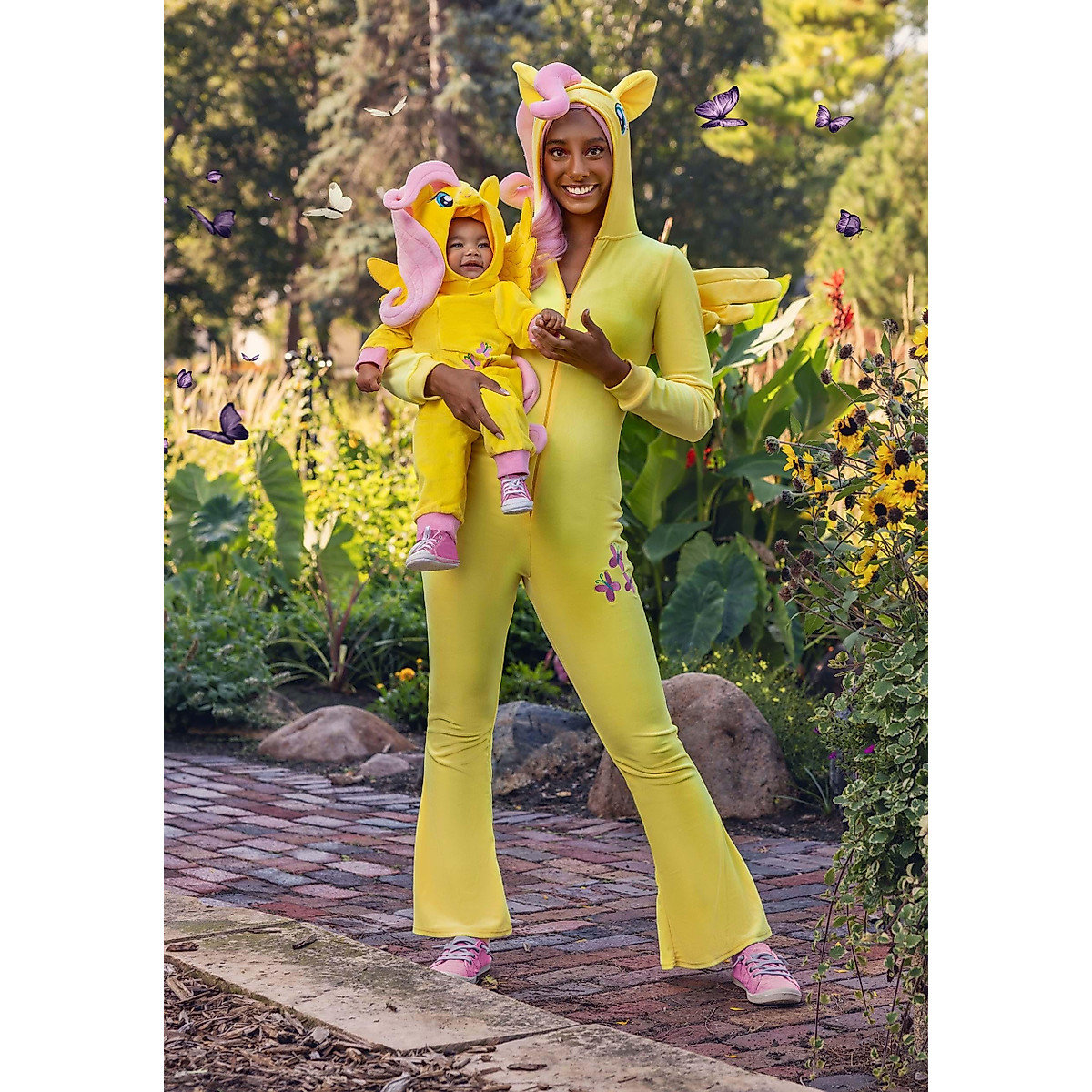 My Little Pony Fluttershy Women's Costume - Hooded Jumpsuit with Wings, Tail & Ears