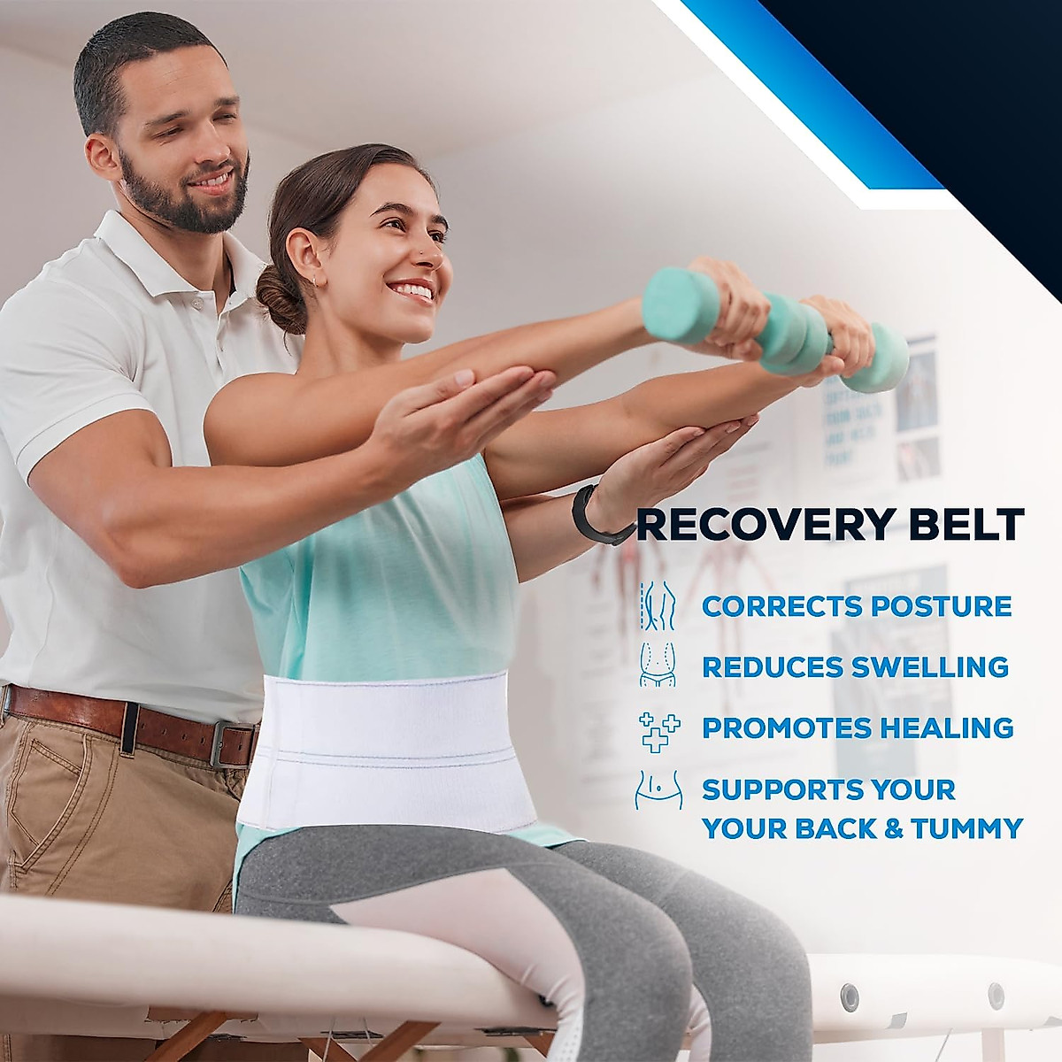 NYOrtho Abdominal Binder Lower Waist Support Belt - Compression Wrap - Men - Women MADE IN USA (30" - 45") 3 Panel - 9"