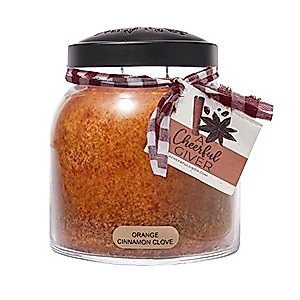 A Cheerful Giver — Orange Cinnamon Clove - 34oz Papa Scented Candle Jar with Lid - Keepers of the Light - 155 Hours of Burn Time, Gift for Women, Orange