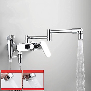 Mixer Taps for Kitchen Pot Filler Wall Mounted,Hot and Cold Single Handle Universal Multi-Function,Kitchen Faucet Kitchen Sinks Mixer Tap-Chrome-C