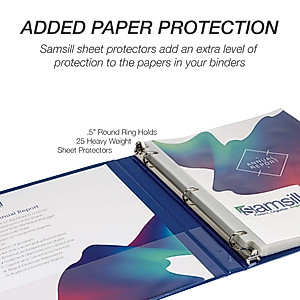 Samsill Durable .5 Inch Binder, Made in the USA, Round Ring Customizable Clear View Binder, Blue, 8 Pack (MP88412)