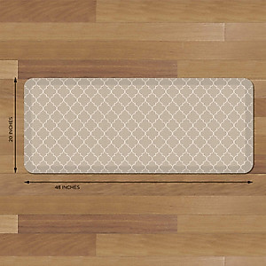 NewLife by GelPro Anti-Fatigue Designer Comfort Kitchen Floor Mat, 20x48" , Trellis Khaki Stain Resistant Surface with 3/4” Thick Ergo-foam Core for Health and Wellness