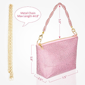 Afashor Fashion Womens Evening Bag Glitter Rhinestone Purse Shiny Clutch Handbag for Party Wedding Pink