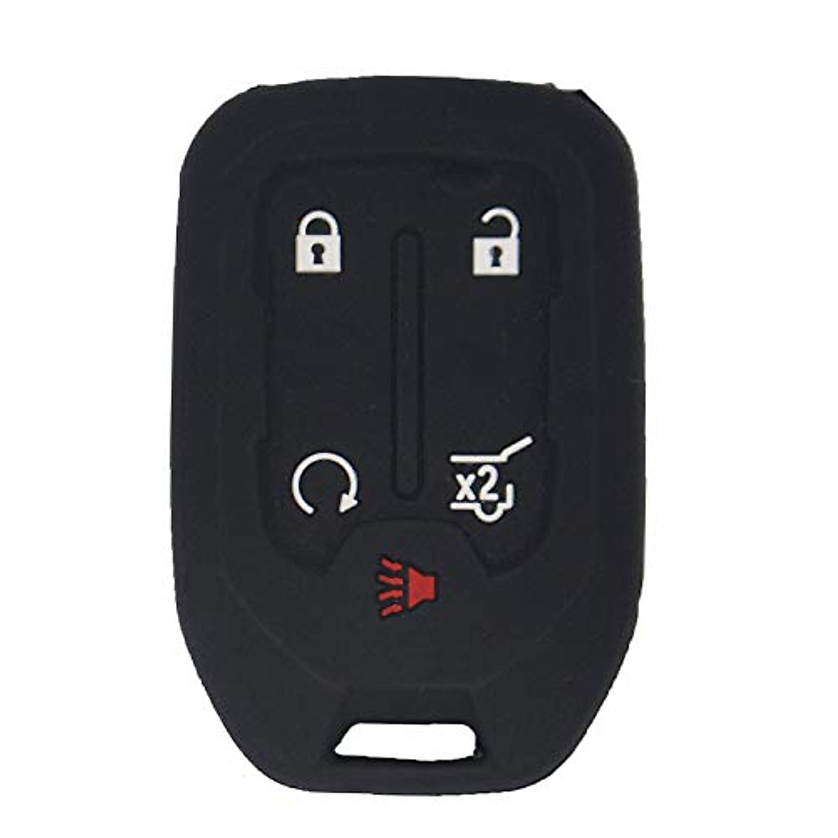 LemSa 2pcs Silicone 5 Buttons Smart Key Fob Cover Remote Keyless Entry Bag Compatible with GMC Acadia Terrain Yukon Chevrolet Suburban Tahoe, Black Blue