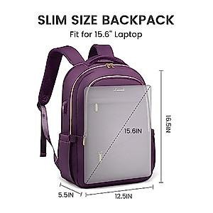 LOVEVOOK Laptop Backpack for Women, Slim Business Laptops Bag with Separate Computer Compartment Stylish Daypack for College Work Travel, Fits 15.6" Laptop