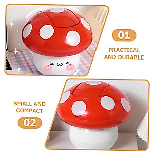 WHAMVOX Mushroom Shaped Garbage Can with Lid Decorative Trash Container for Kitchen Desk