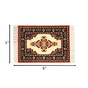 Set of 4 Dollhouse Rugs, Miniature Doll House Accessory, 6x4 Carpets, Rectangle, Kids Toy Furniture Carpeting Decor