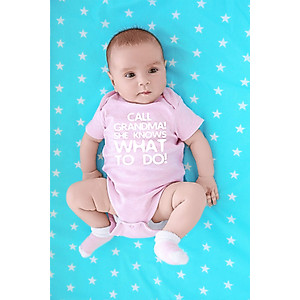 CBTwear Call Grandma She Knows What To Do Baby Bodysuit - Adorable Romper Clothing Unisex Humor Romper (Newborn, Pink)