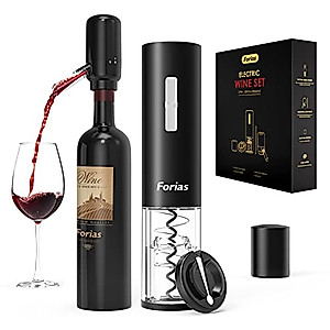 Forias Electric Wine Opener, Automatic Wine Bottle Opener Set with Rechargeable Wine Opener,Electric Wine Aerator Pourer,Vacuum Wine Stopper and Foil Cutter 4-in-1 Wine Gift Set