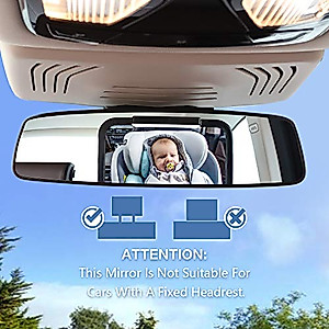 Baby Car Mirror with Light Innokids Dual Mode LED Lighting by Remote Control Clear View of Infant in Rear Facing Back Seat While Night Driving (Black)