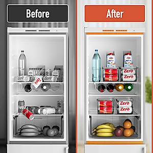 Cabinize Set of 2 Stackable Drink Can Organizer for Fridge, Freezer, Kitchen, Countertops, Cabinets - Soft Drink Holder for Refrigerator with Lid, Soda Can Dispenser, BPA Free, Holds 9 Cans Each